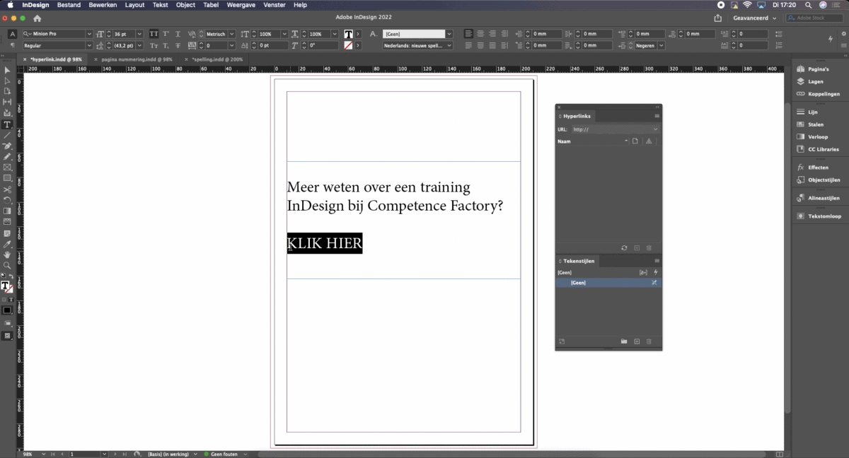 How to: Een InDesign hyperlink toevoegen