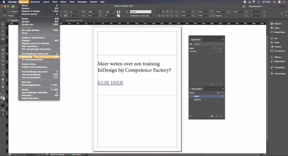 How to: Een InDesign hyperlink toevoegen